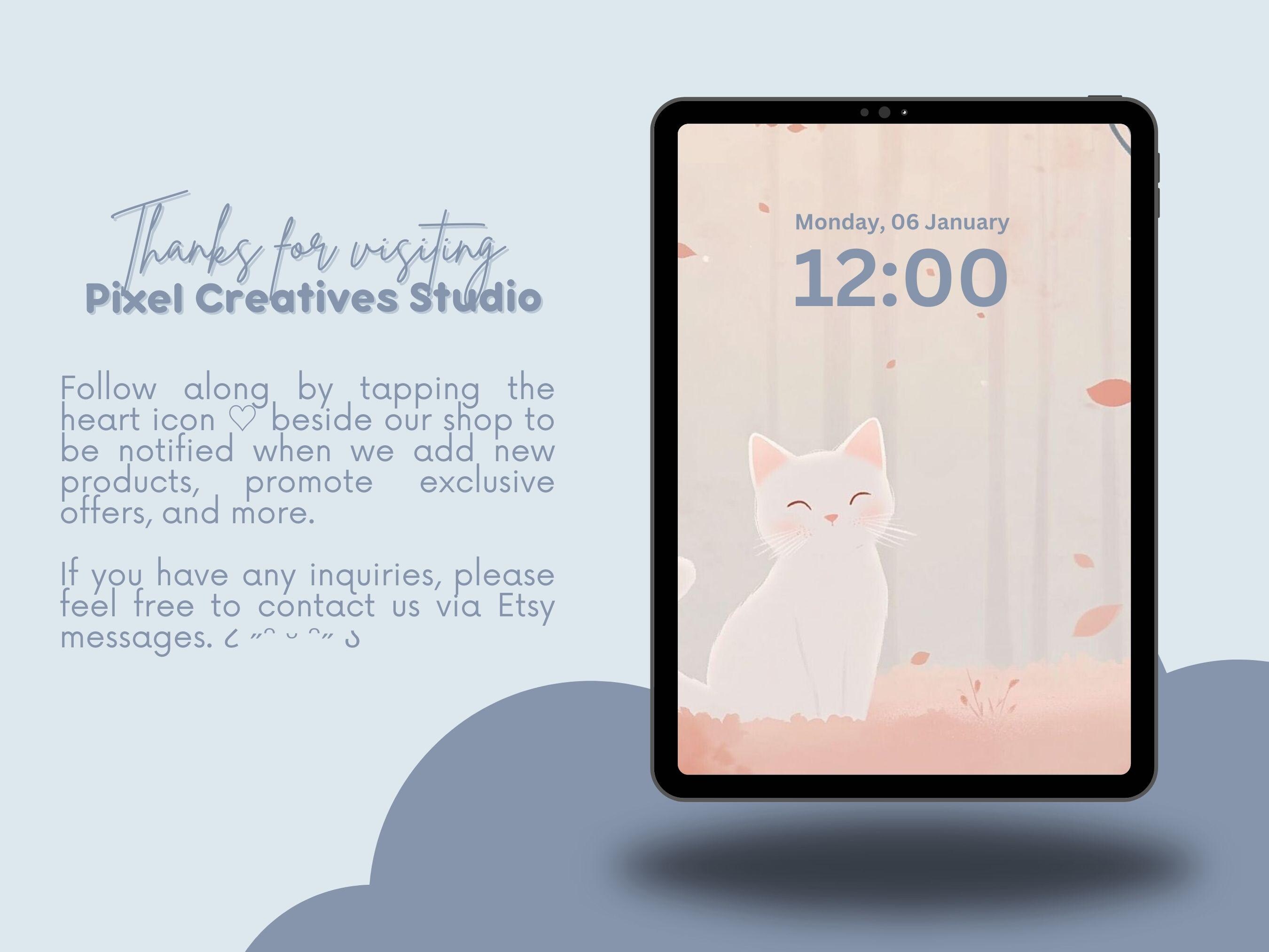 Pastel Cats iPad Wallpaper Kawaii Cat Tablet Wallpaper Cozy Wallpaper ...