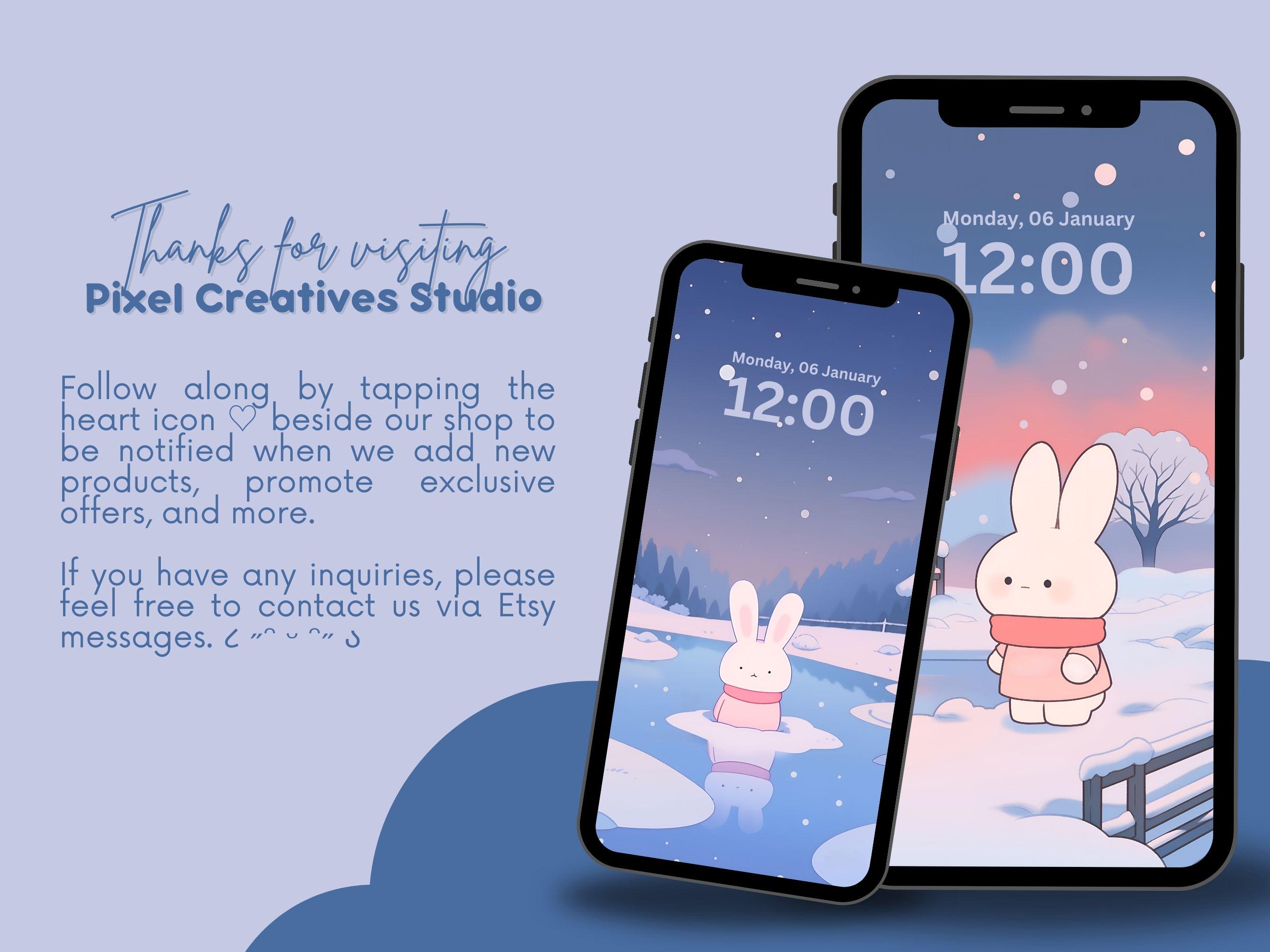 Snow Bunnies Cute Phone Wallpaper Pack Christmas Wallpaper Kawaii Bunny ...