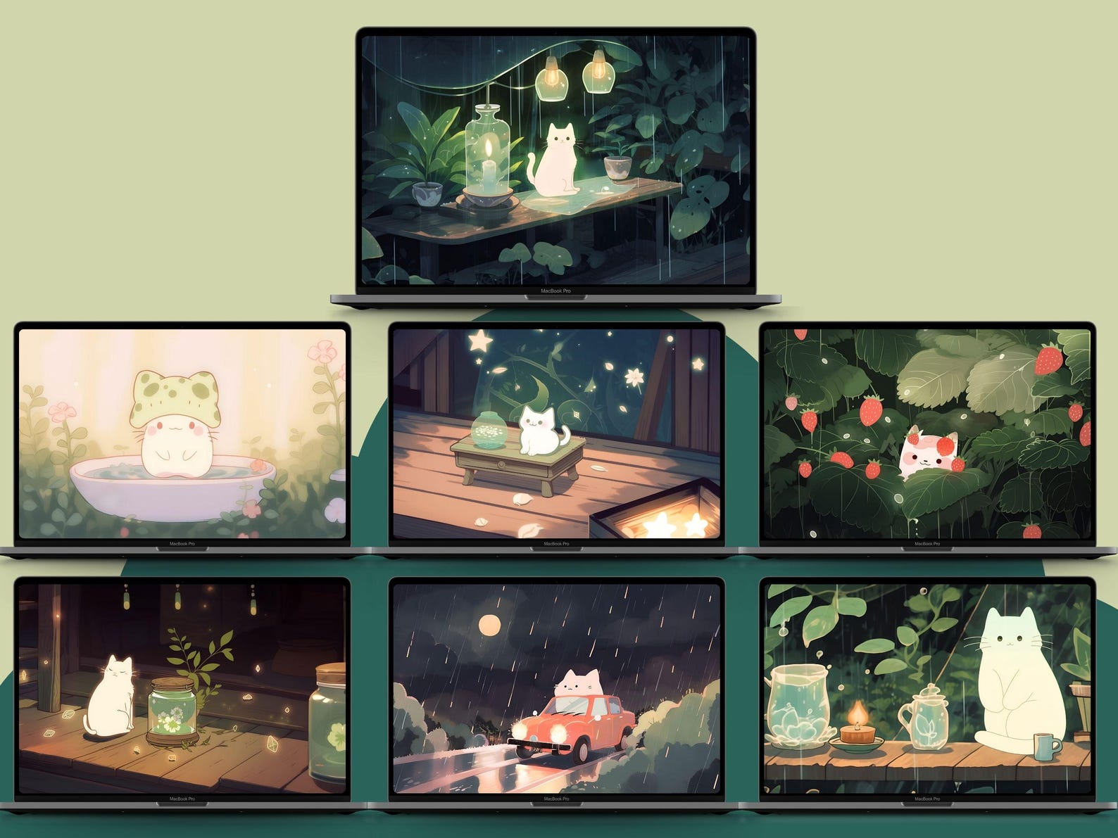 Moody Cats Wallpaper Bundle Cute Cats Wallpaper Set Kawaii Wallpaper ...