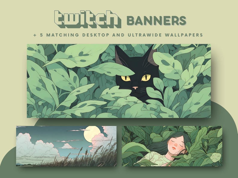 Matcha Green Twitch Banners Cozy Twitch Banner Twitch Stream Banner ...