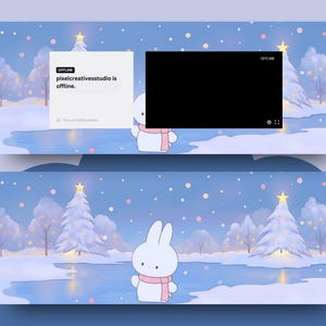Snow Bunnies Twitch Banner Kawaii Bunny Streaming Banner Lofi Streaming ...