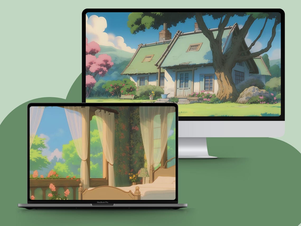 Anime Cottagecore Desktop Wallpaper Countryside Green Wallpaper Rural ...