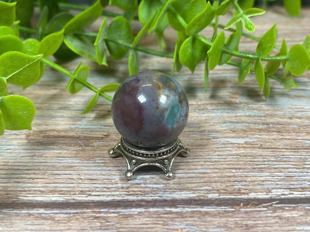 Mini Sea Jasper Sphere With Crown Stand - Etsy