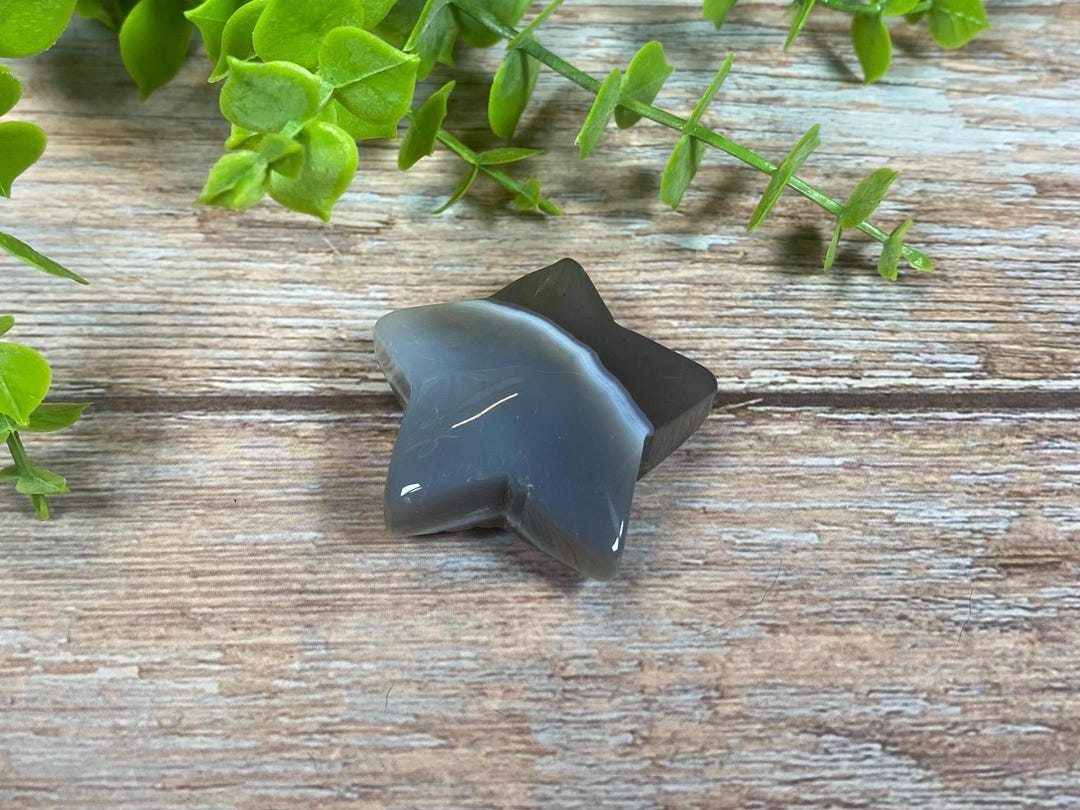 Grey Banded Agate Star Carving, Crystal Healing - Etsy