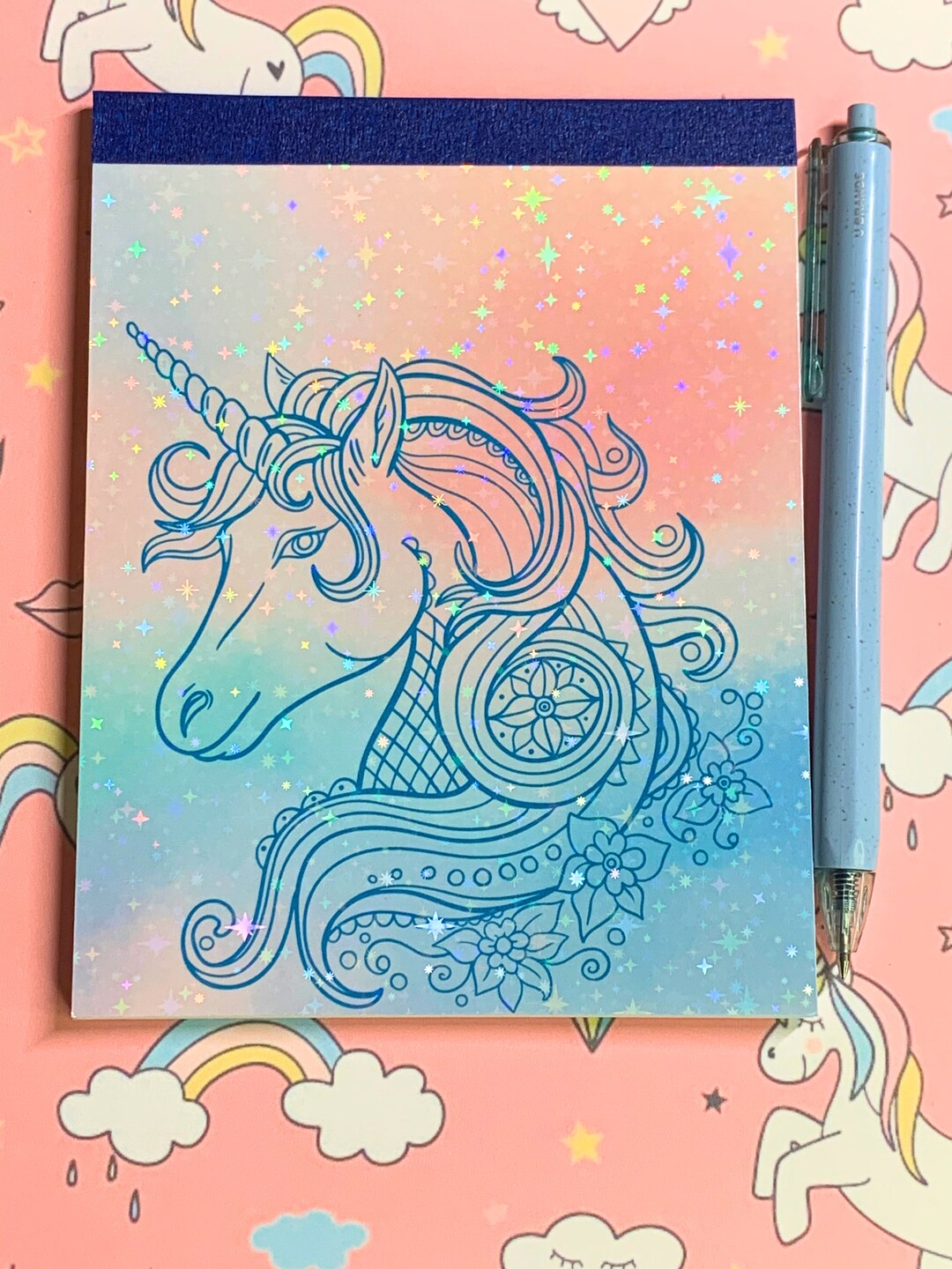Ombre Unicorn Notepad Cute Notepads, Memo Pads, Desk Accessories - Etsy