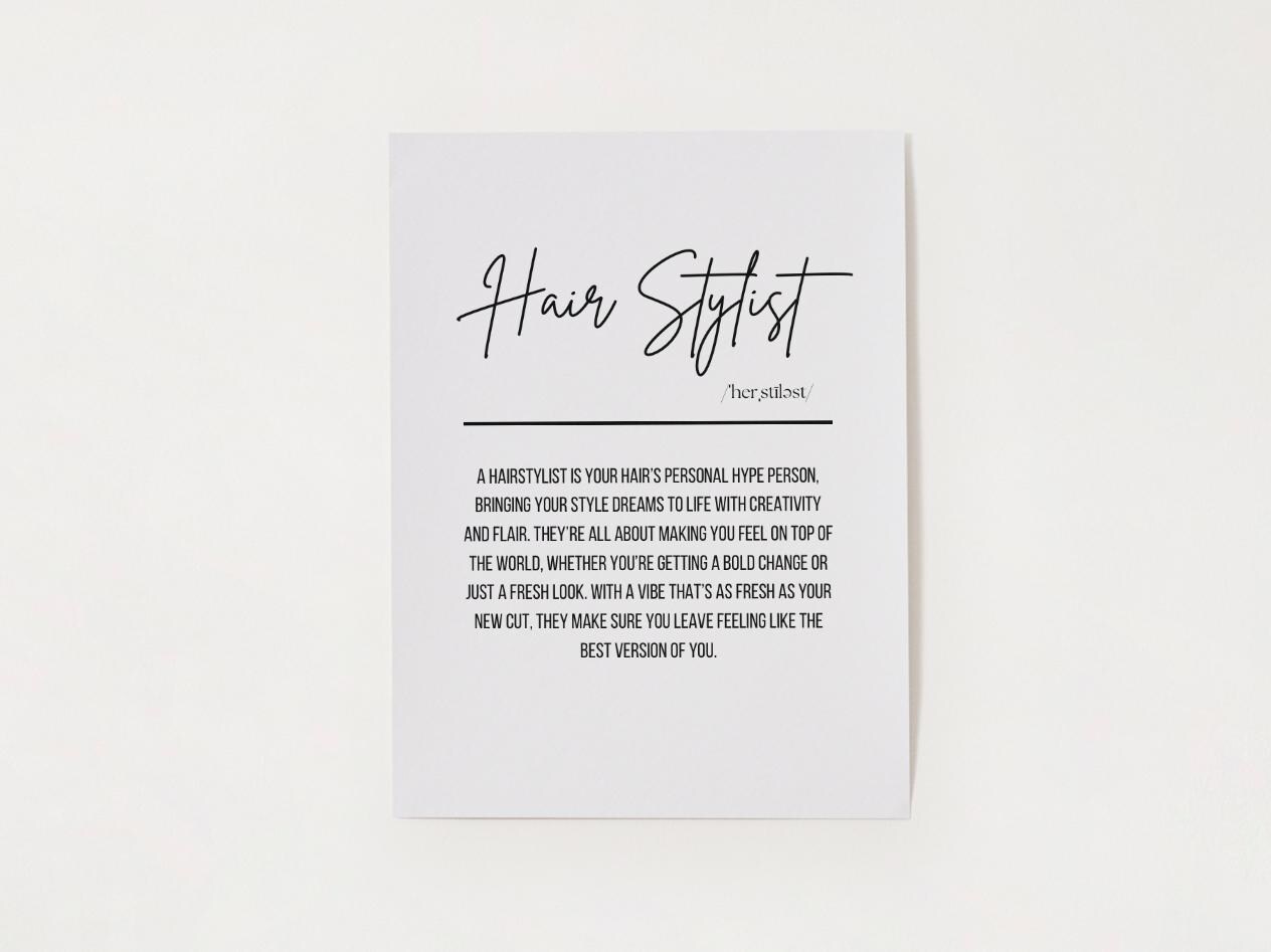 Hair Stylist Definition, PNG, Printable Wall Art, Hair Stylist ...