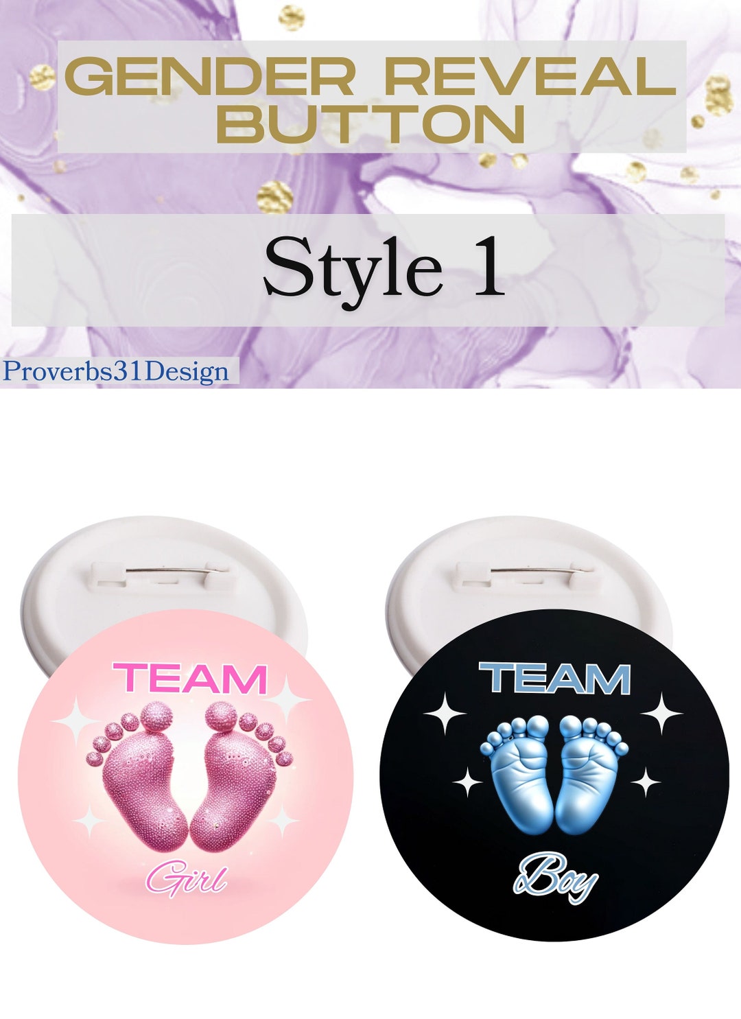 Gender Reveal Buttons for Baby Shower Team Boy or Girl Adorable Gender ...
