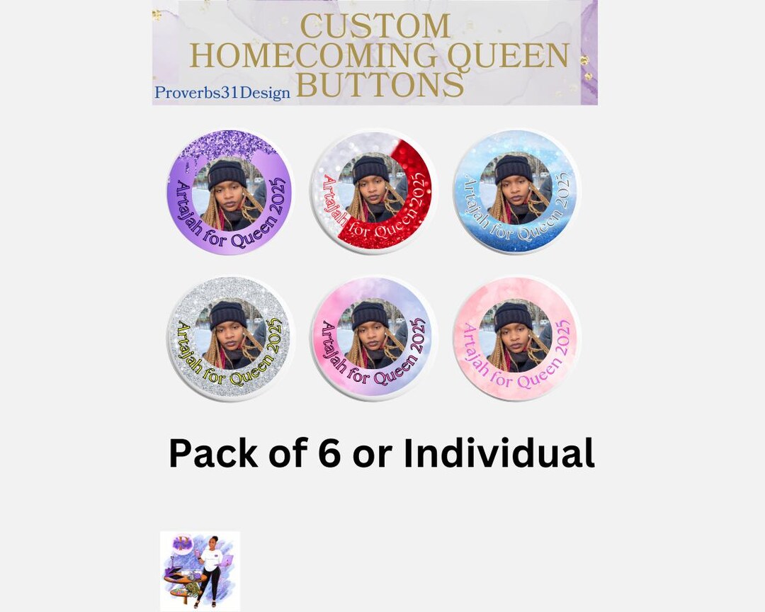 Homecoming Queen Buttons - Personalized Election Pin With Photo - Prom ...
