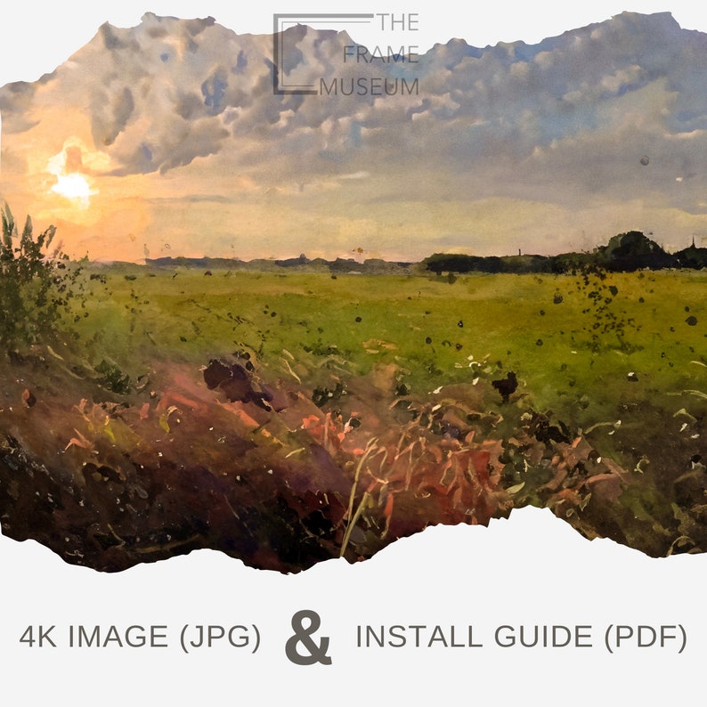 Artwork for Frame Tv Cottagecore Field at Sunrise Watercolor Painting ...