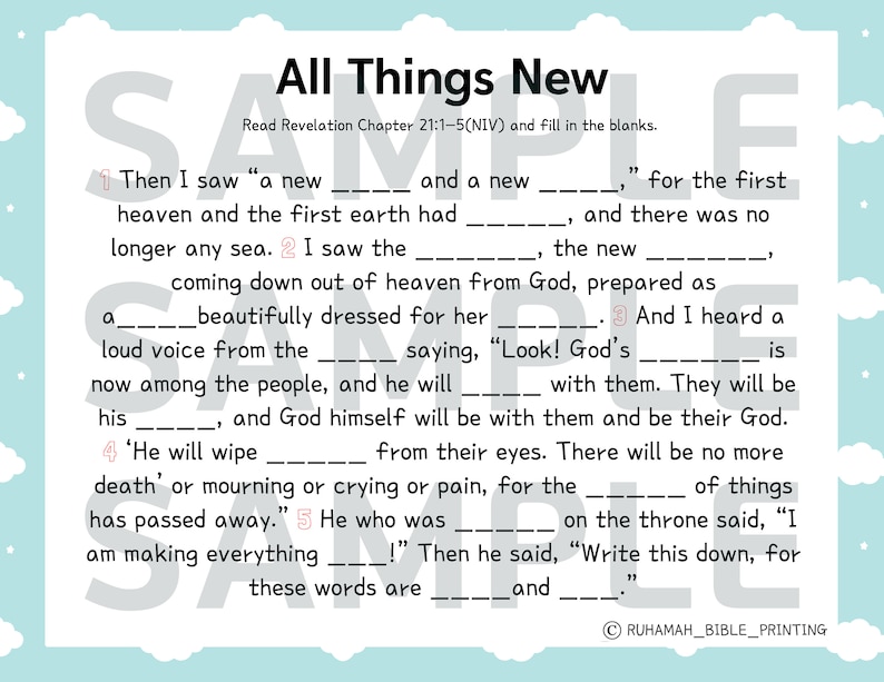 Heaven Worksheets Sunday School Digital Worksheets - Etsy