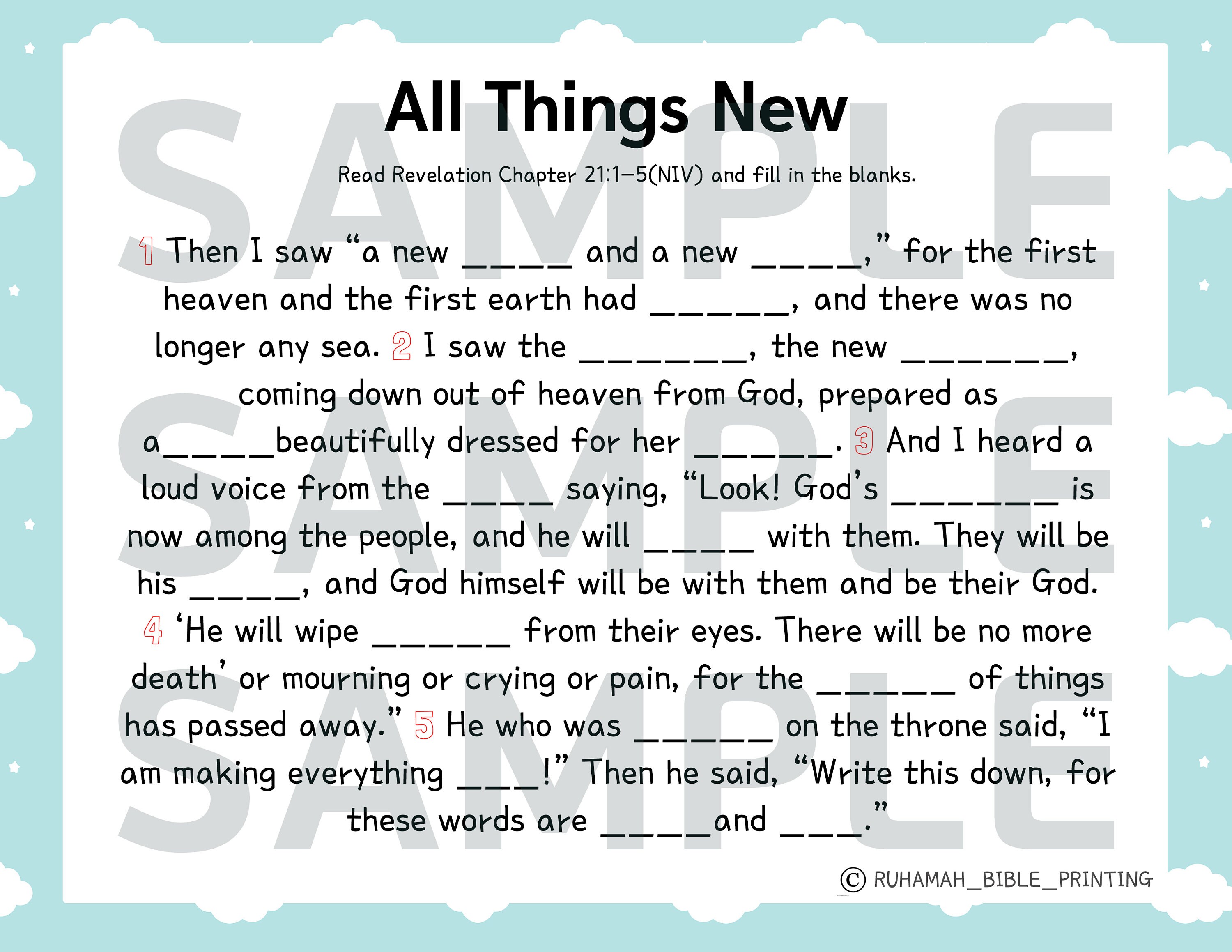 Heaven Worksheets Sunday School Digital Worksheets - Etsy