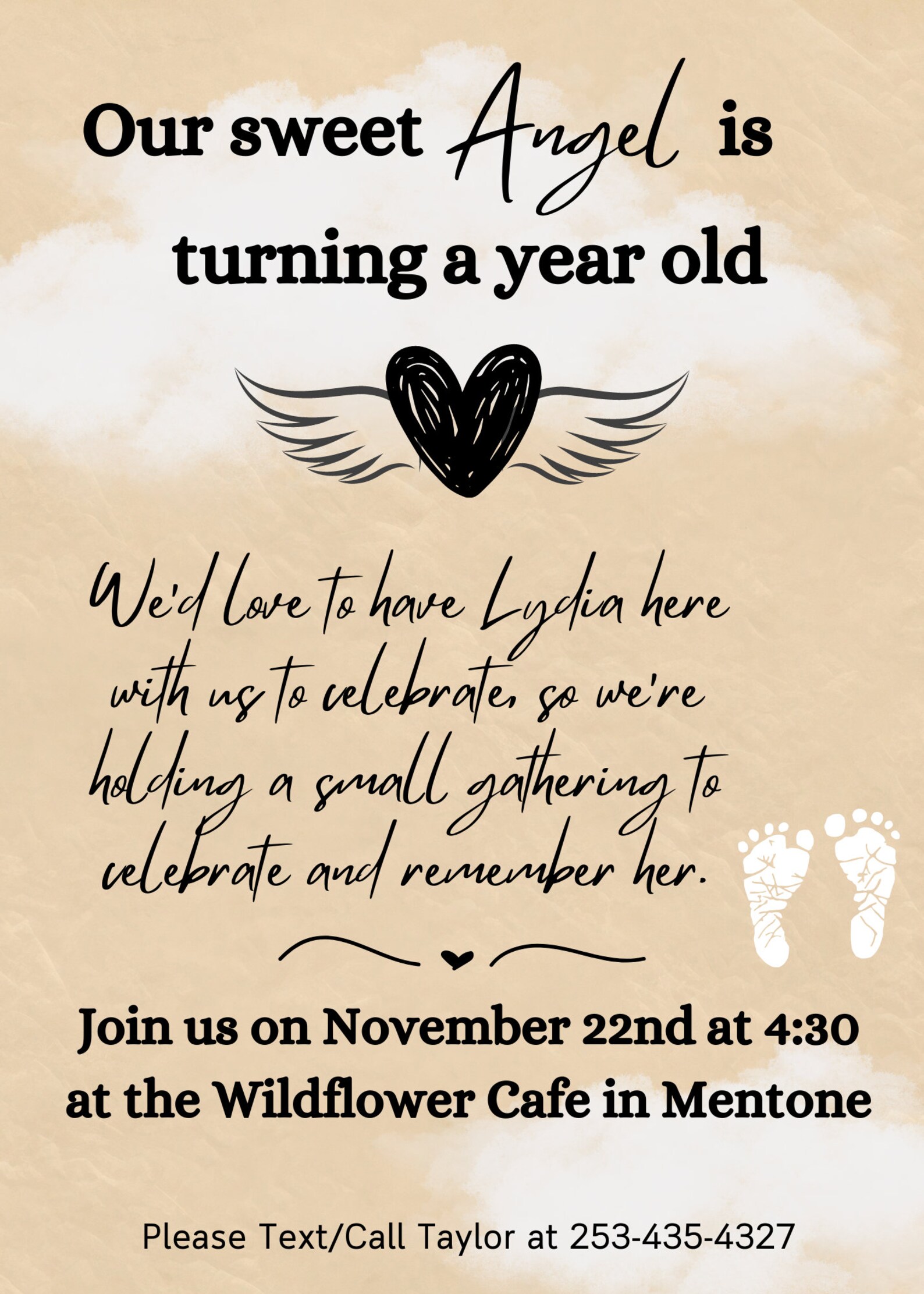 Infant, Child, Miscarriage Loss Invitation Invite Template for Bereaved ...