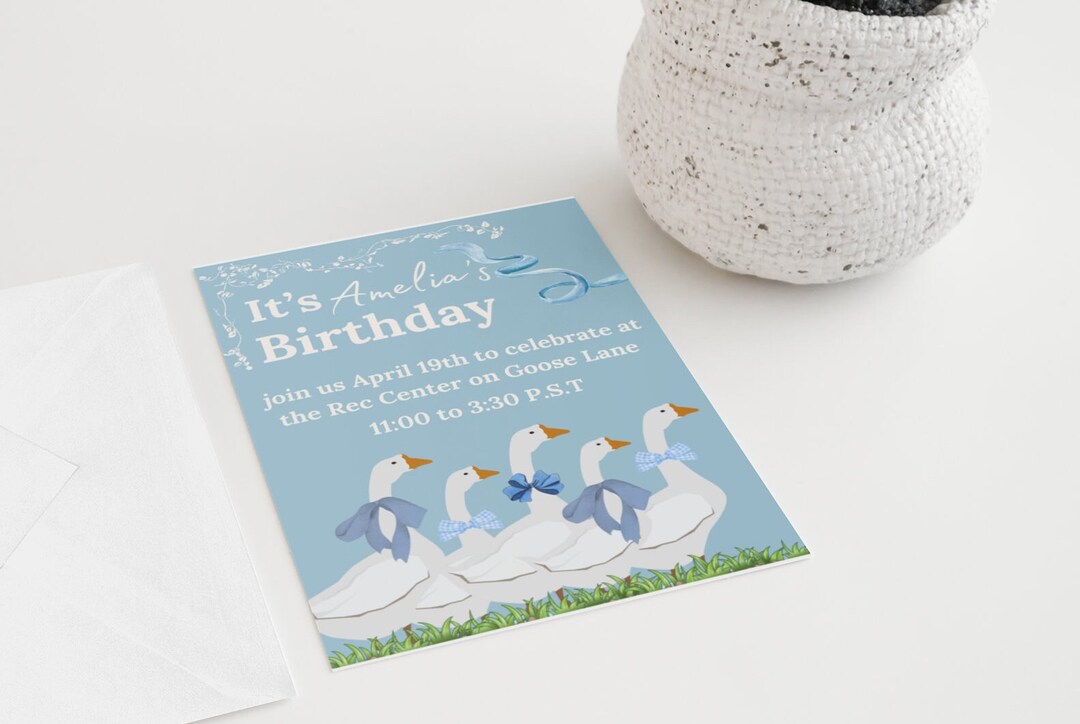 Cottage Core, Geese Themed Birthday Girls Party Invitation, Birthday ...