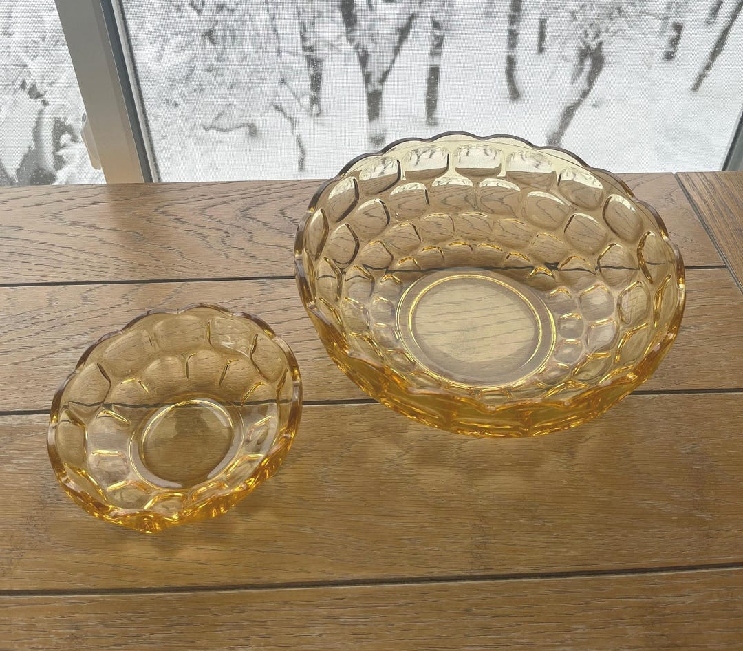 Vintage Federal Glass Thumbprint Pattern Chip and Dip Set - Etsy