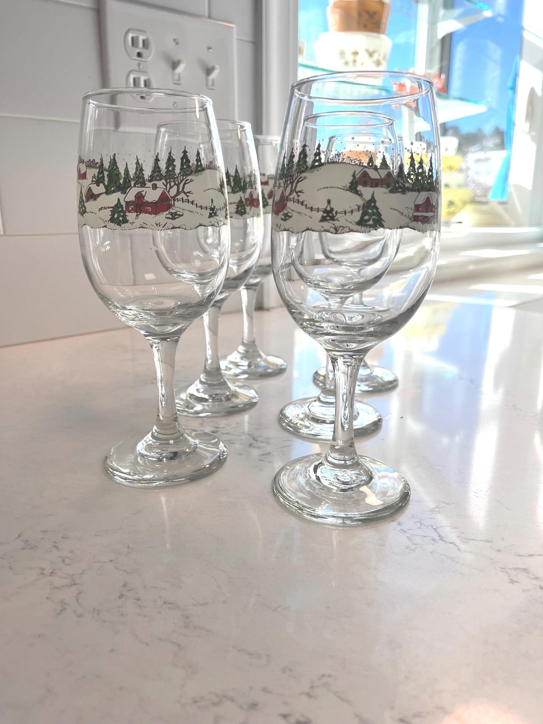 Vintage Libbey Holiday Wine Glasses. Set of 6. - Etsy