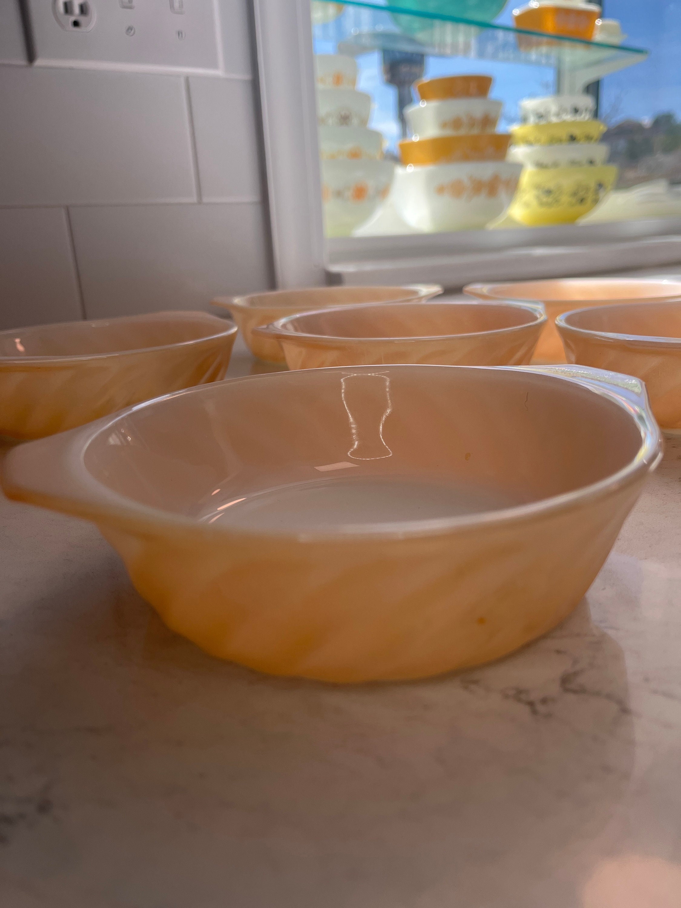 Vintage Fire King Peach Lusterware Crème Brûlée Dishes, Set of 6 - Etsy