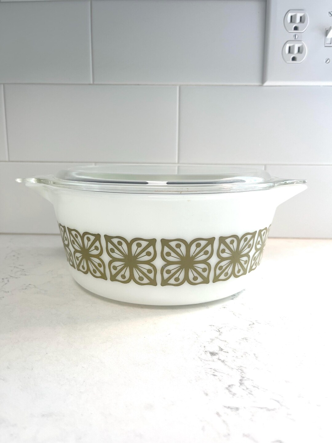 Vintage PYREX, Verde Square Flowers. 475-B, 2 1/2 Qt. - Etsy