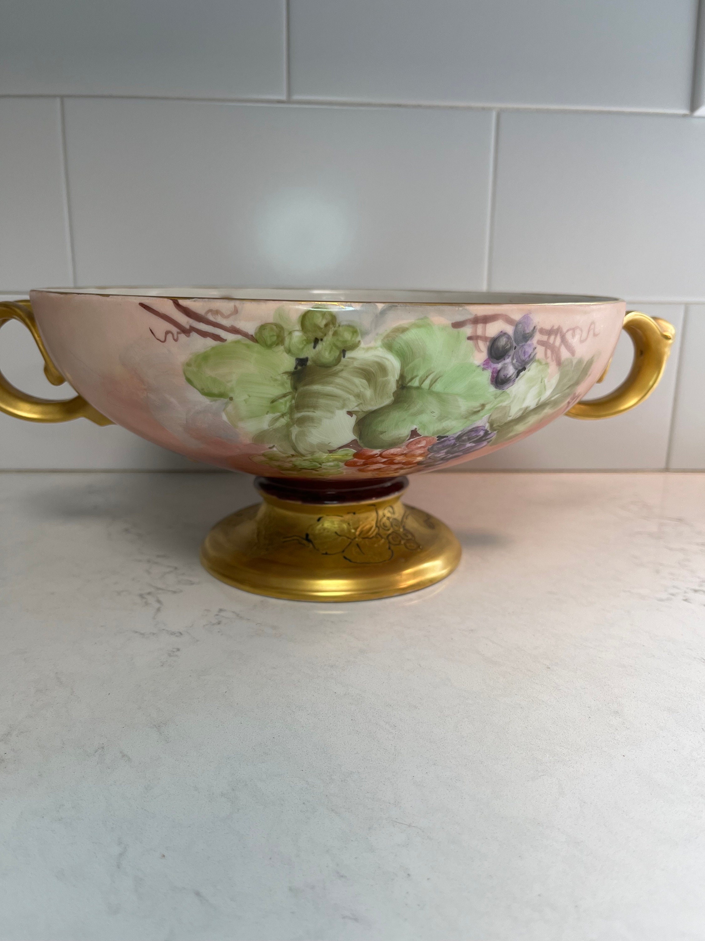 Antique Rosenthal Selb Bavaria Empire Hand Painted Pedestal Centerpiece ...