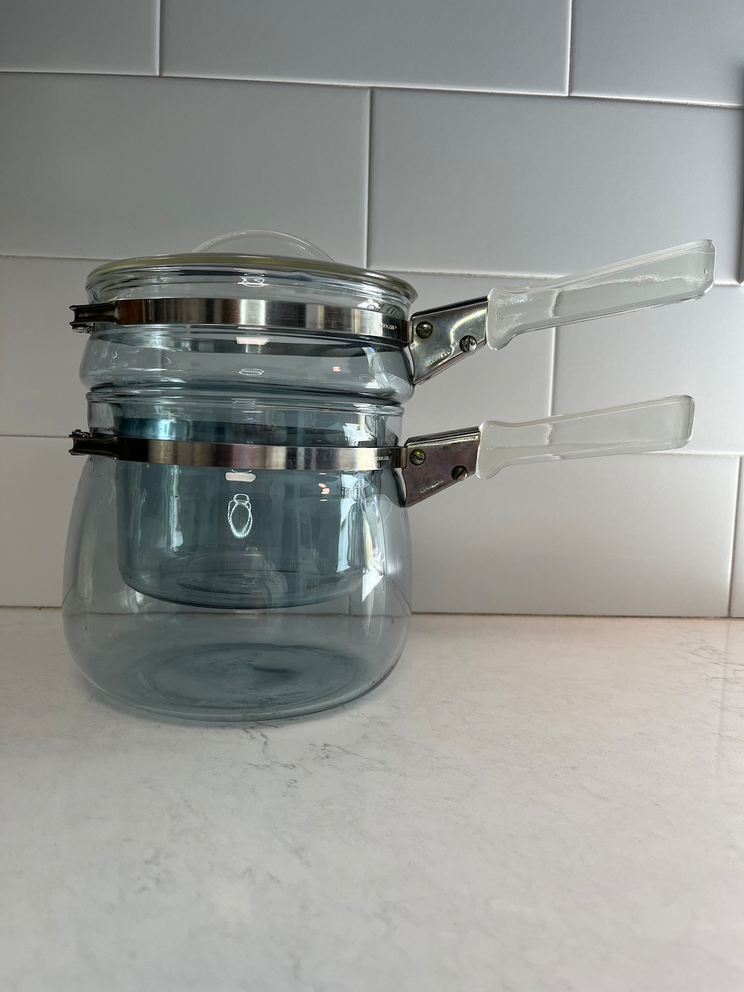 1940s PYREX Flameware Double Boiler, Blue Tint - Etsy