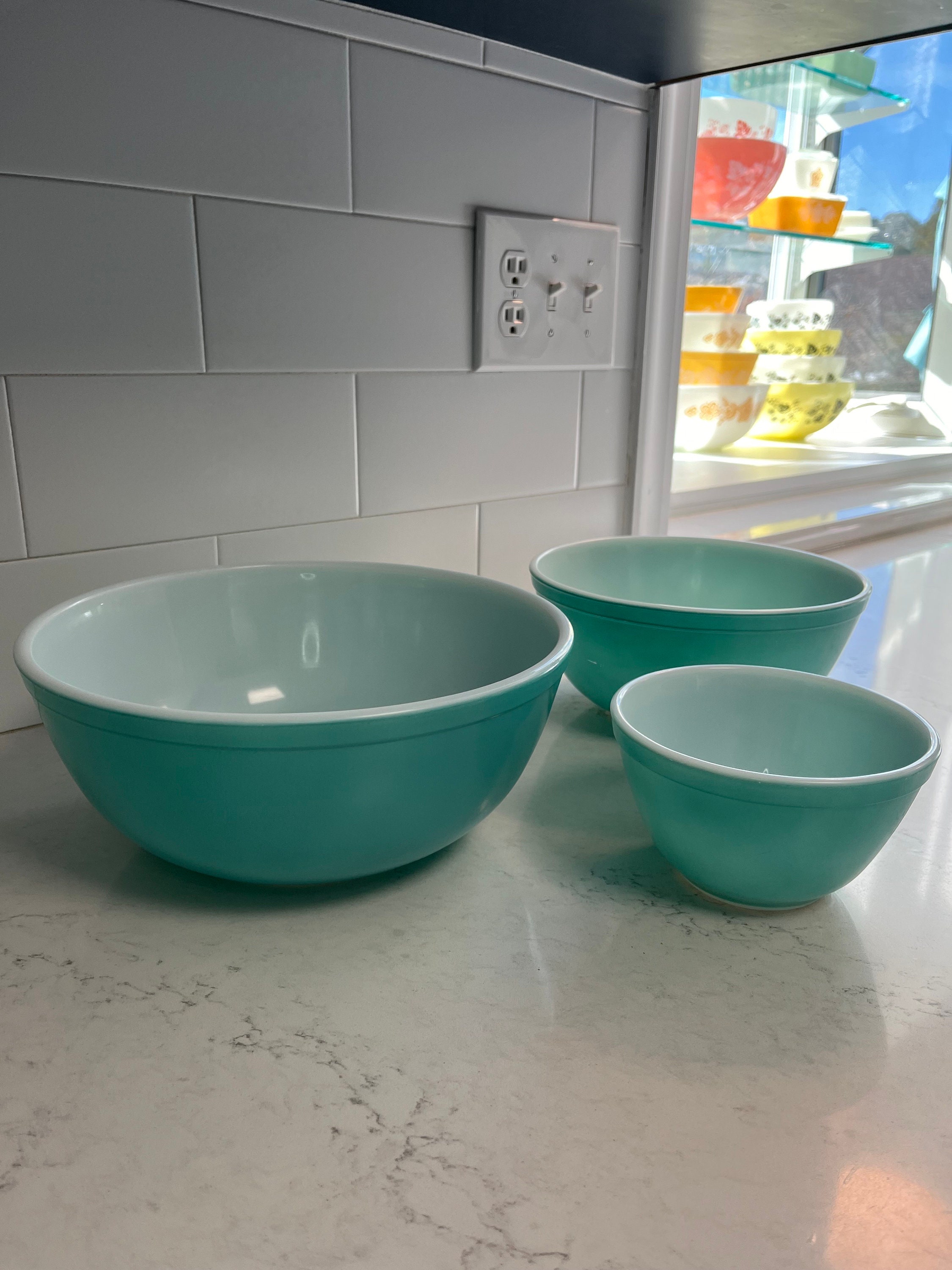 Vintage Pyrex Robin Egg Blue Set of 3/4 Nesting Bowls in GREAT ...