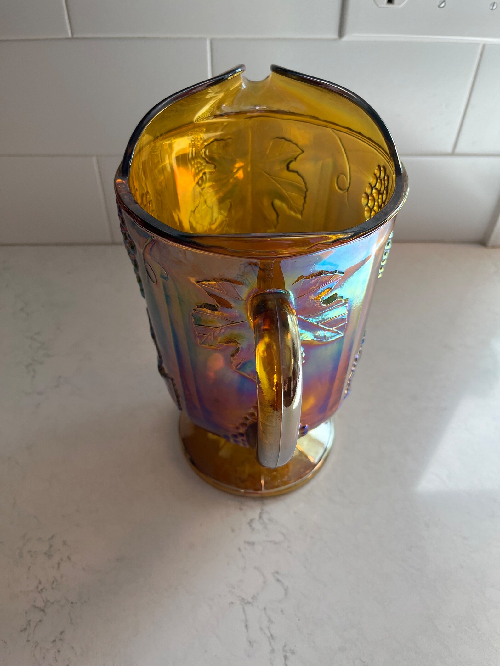 Vintage Marigold, Carnival Glass, Pitcher, Indiana Glass - Etsy