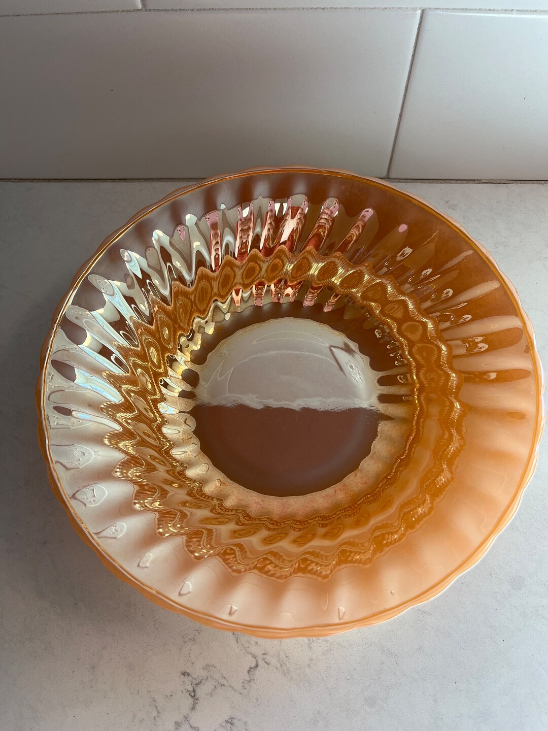 Vintage Fire King Peach Lusterware Serving Bowl - Etsy