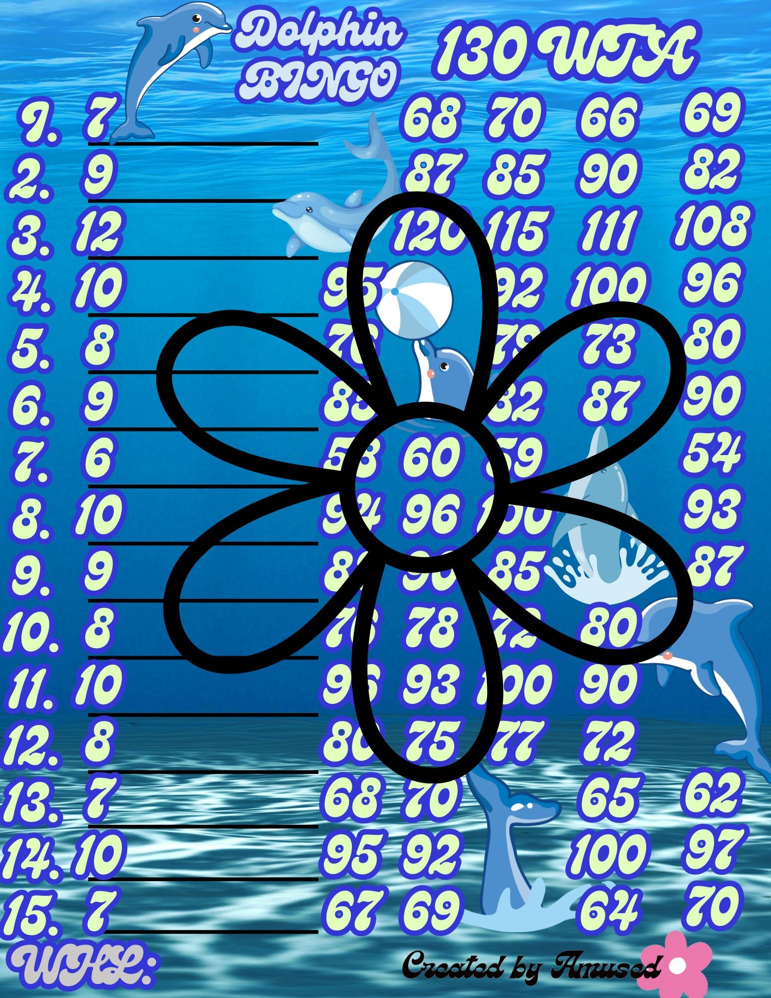 100 Dolphin Bingo Board - Etsy