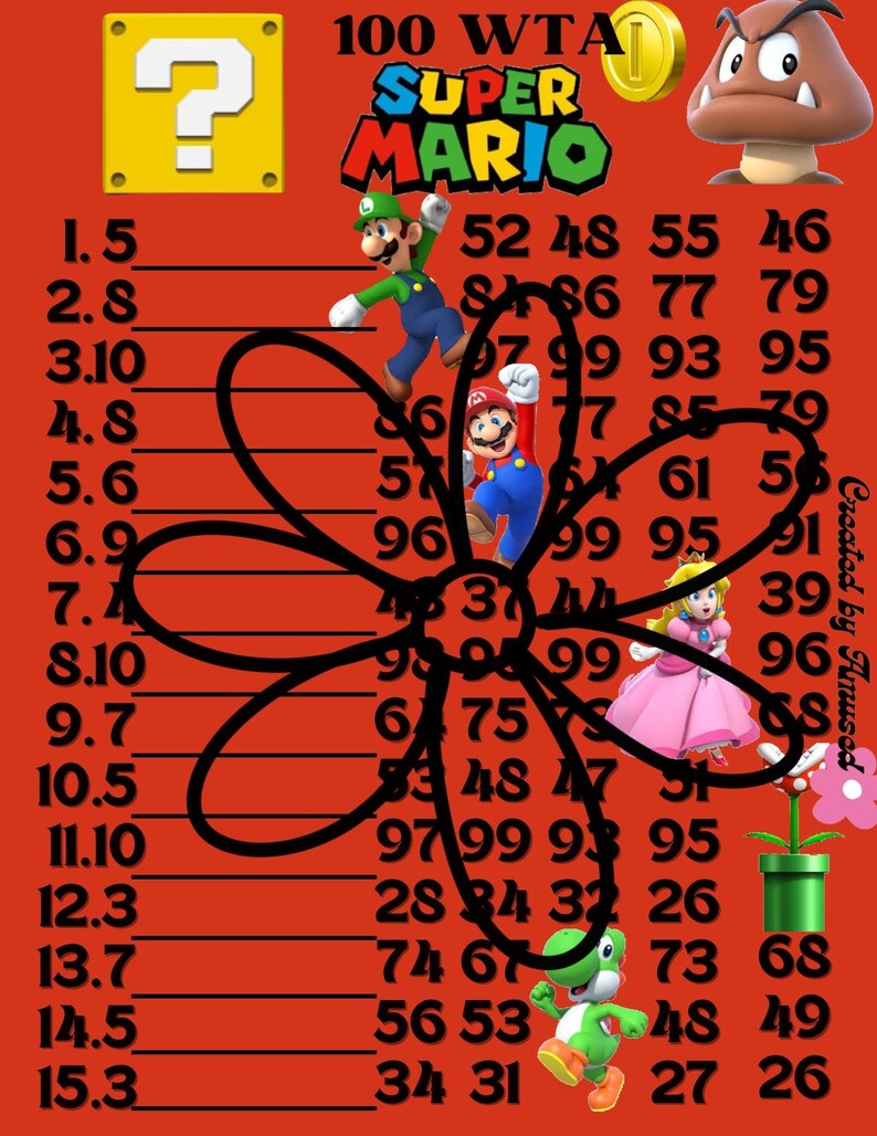 Super Cute 100 WTA Bingo Board - Etsy