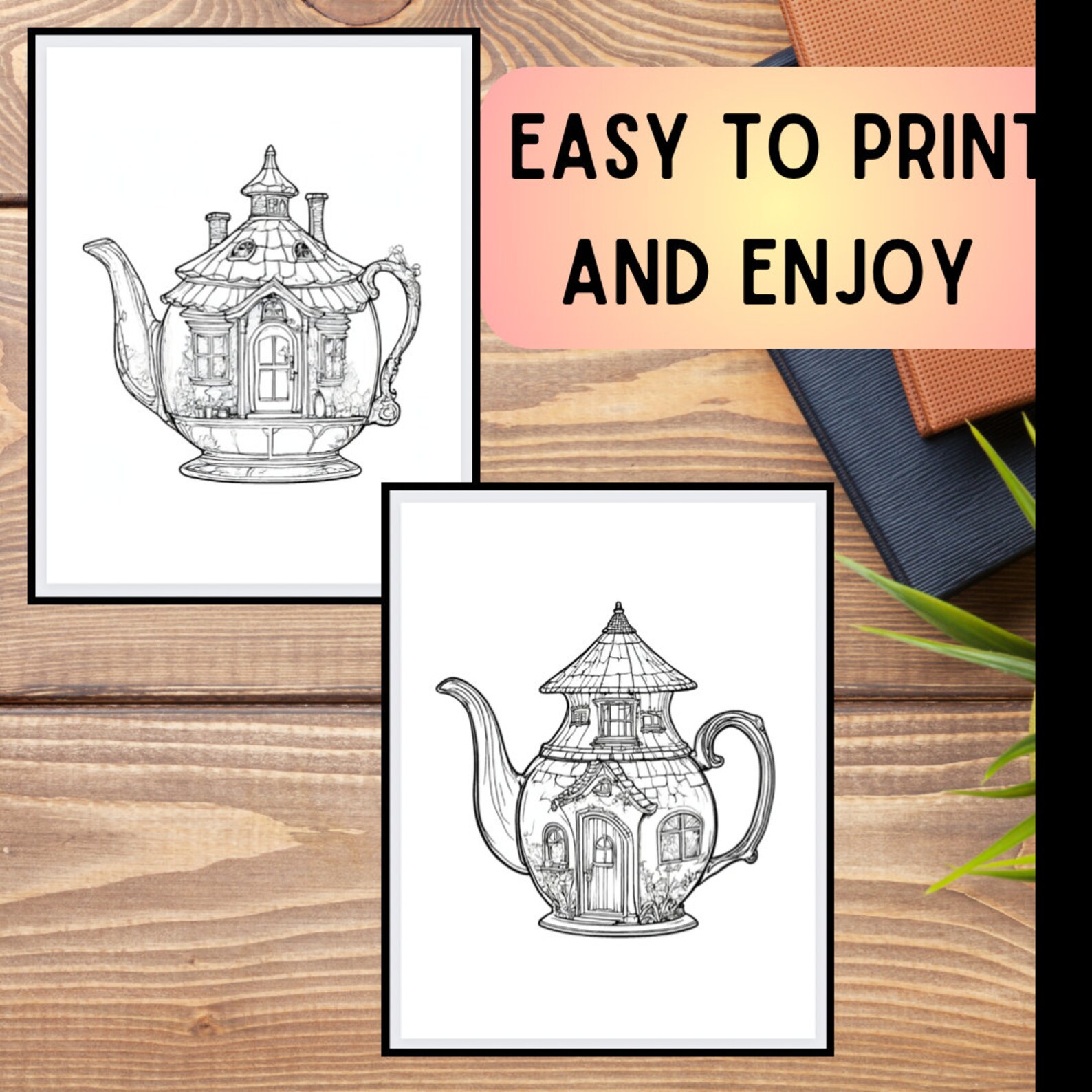 INSTANTDOWNLOAD 50 Coloring Pages Fairy House Teapot Fantasy - Etsy