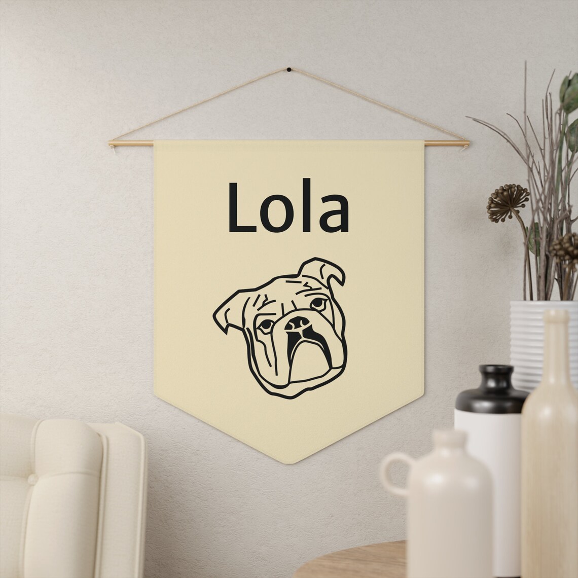 Personalized Bulldog Pennant Banner - Custom Wall Hanging Art - Etsy