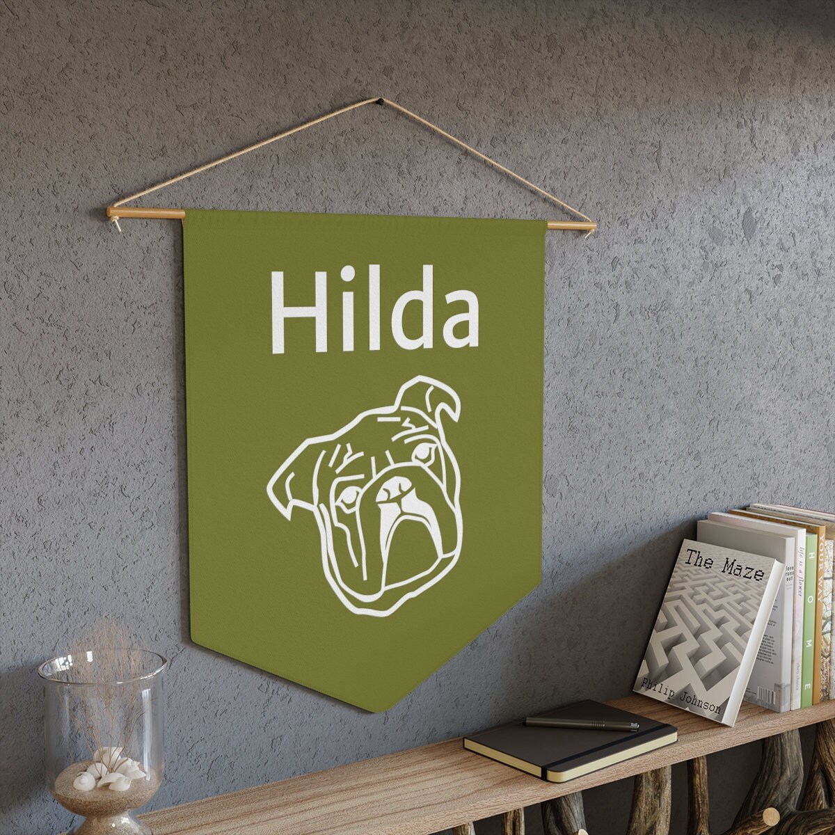 Personalized Bulldog Pennant Banner - Custom Wall Hanging Art - Etsy