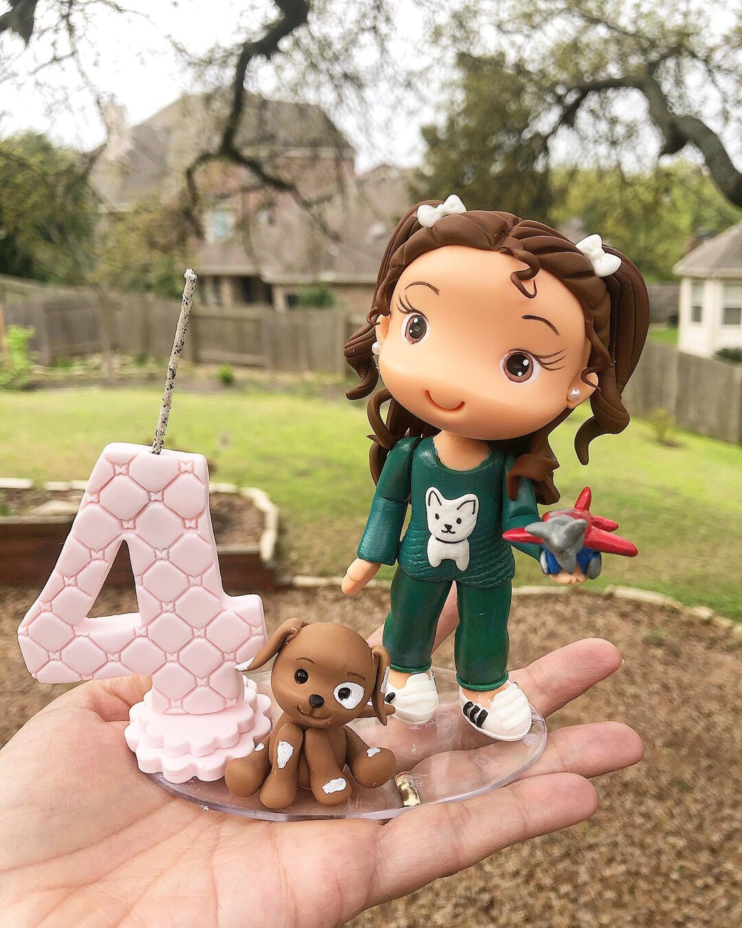 Personalized Cold Porcelain Cake Topper: Girl, Pup & Toy - First ...