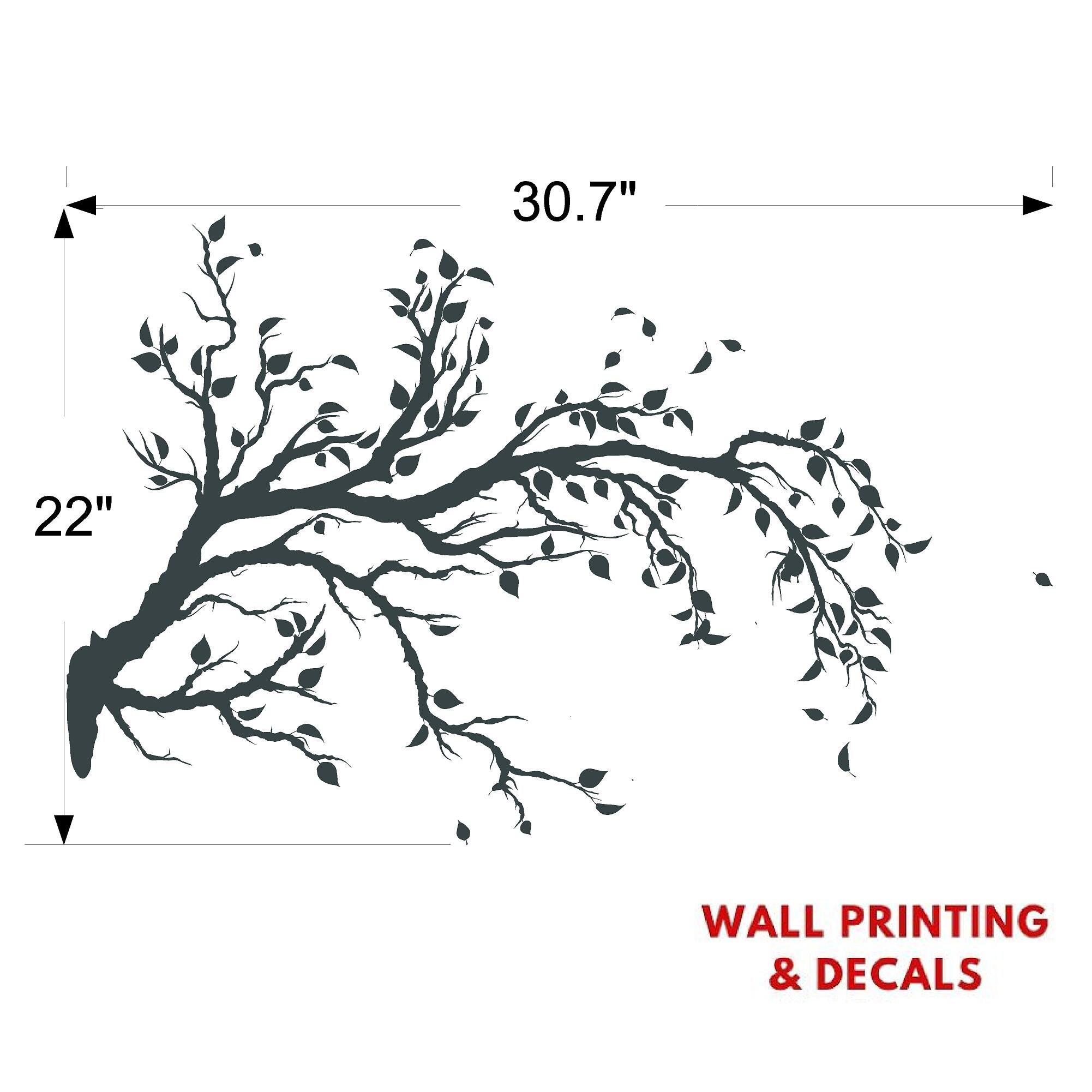 Windy Tree Wall Decal, Windy Tree With Birds Decal, Blowing Tree Wall ...