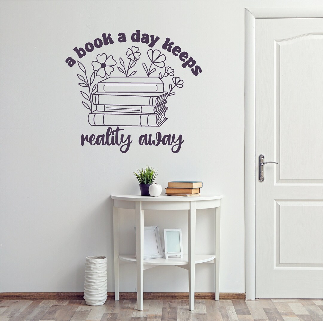 Reading Decal Wall Quote Books Wall Sticker, A Book A Day Decal Vinyl ...