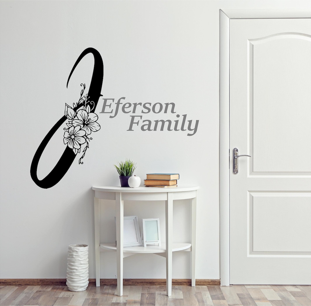 Flower Monogram Name Decal Floral Family Name Decal Monogram With ...