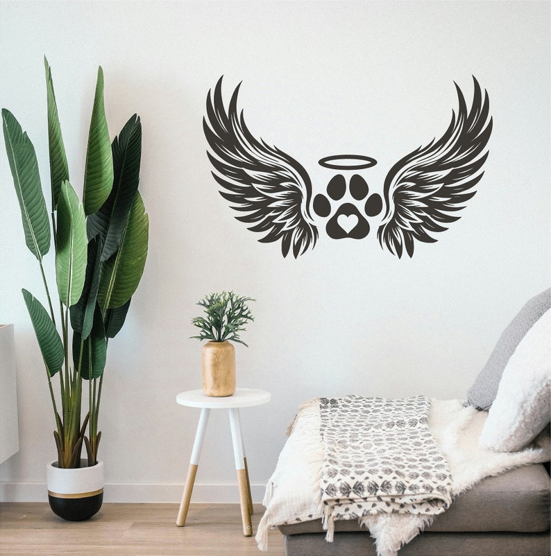 In Memory of Pet Decal Rest in Peace Dog Decal Angel Wings Pup Decal ...