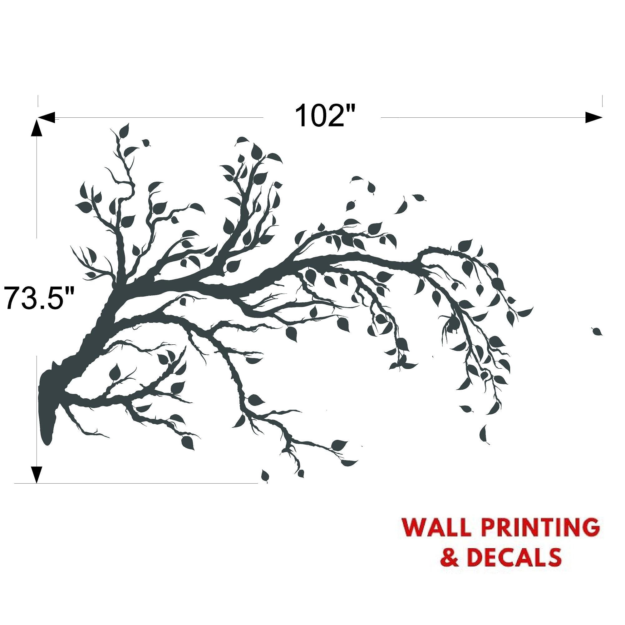 Windy Tree Wall Decal, Windy Tree With Birds Decal, Blowing Tree Wall ...