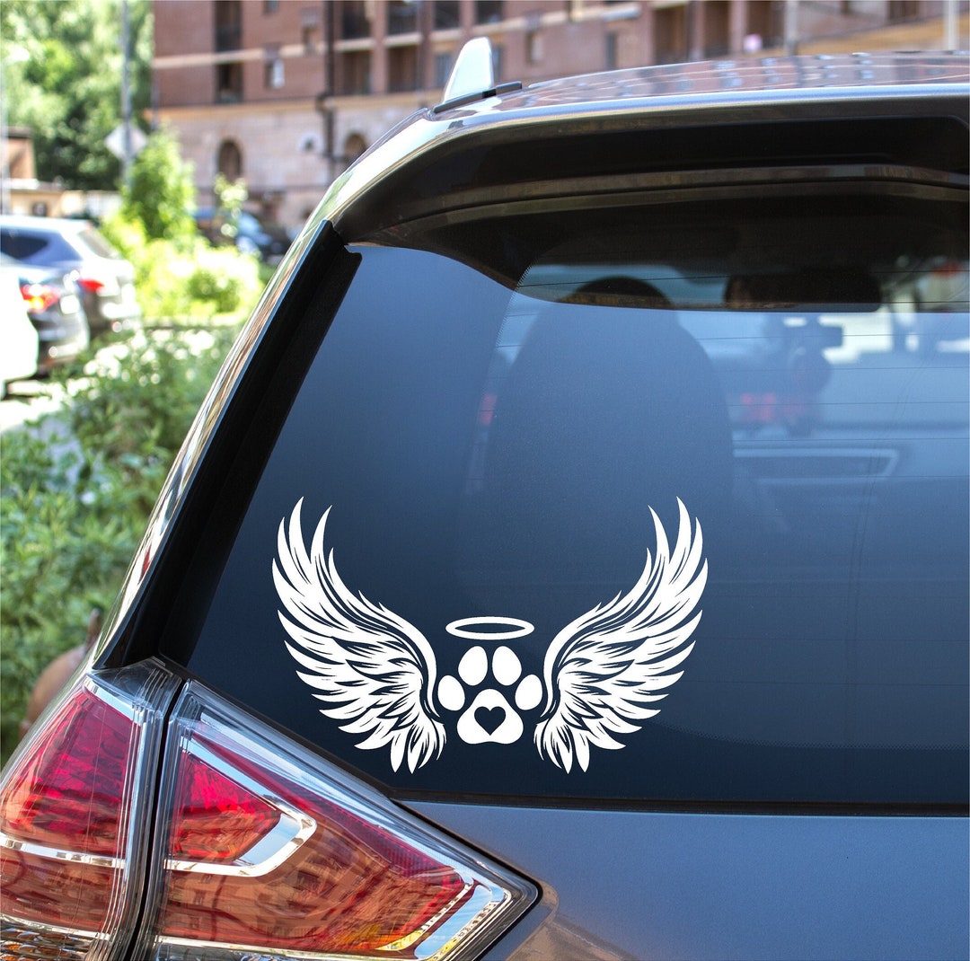 In Memory of Pet Decal Rest in Peace Dog Decal Angel Wings Pup Decal ...