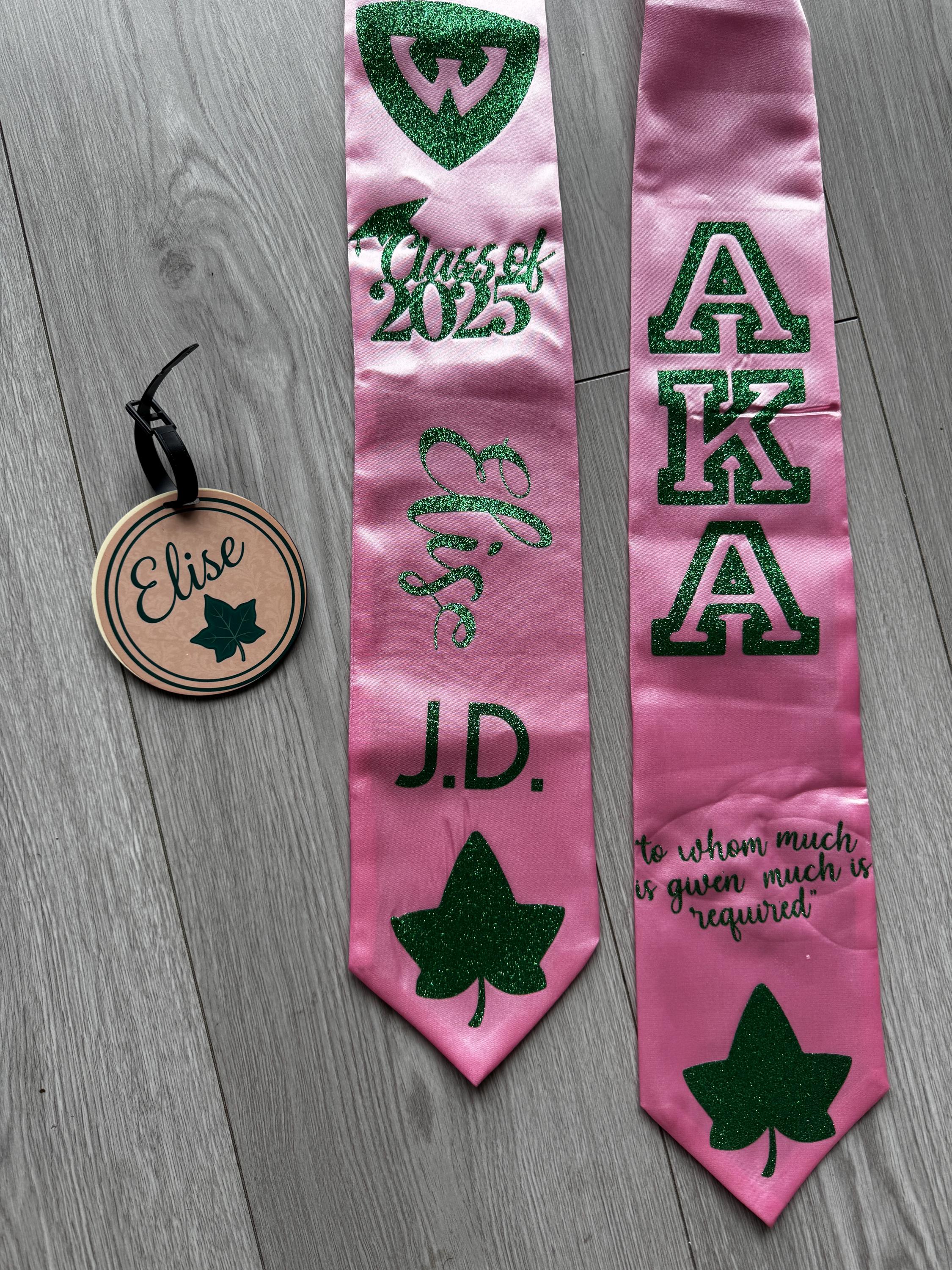 Custom Pink and Green AKA Graduation Stole- Oh so Pretty Grad Stole ...
