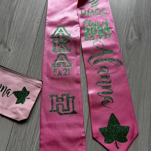 Custom Pink and Green AKA Graduation Stole- Oh so Pretty Grad Stole ...