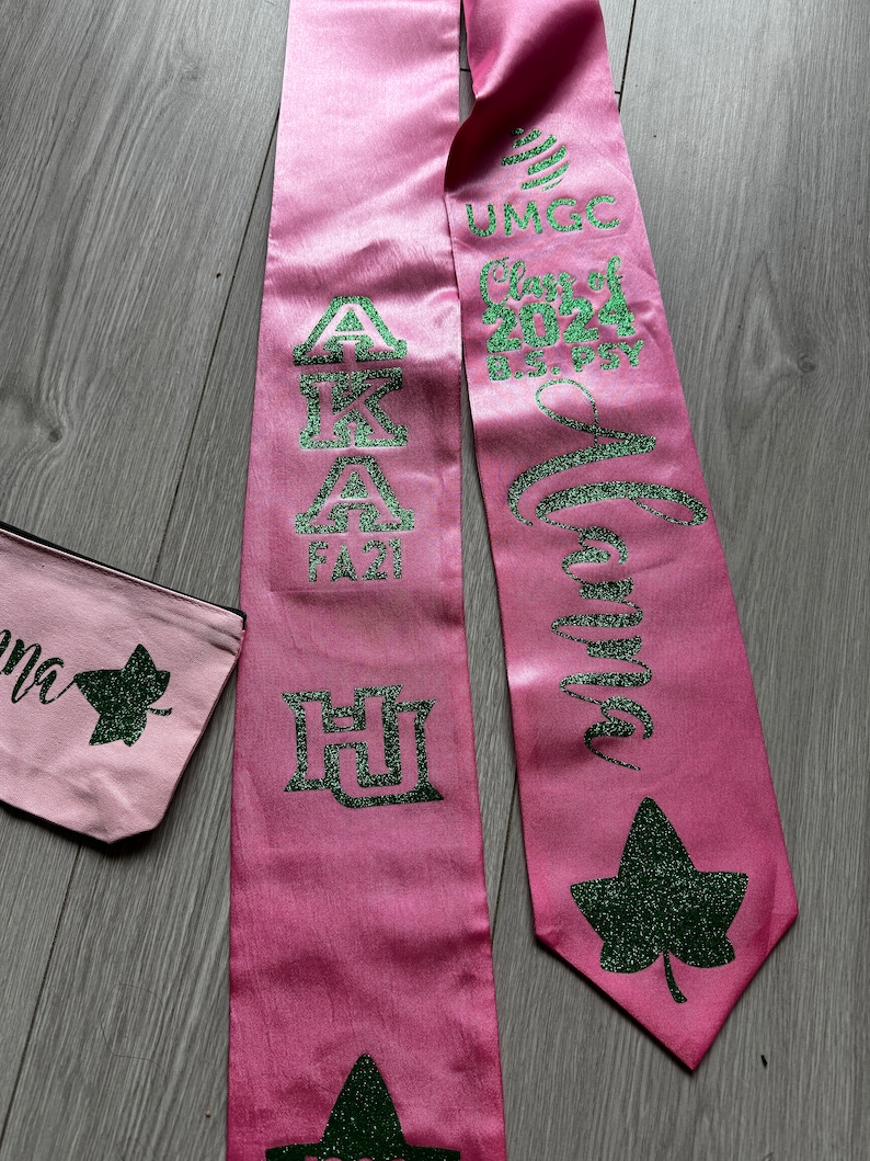 Custom Pink and Green AKA Graduation Stole- Oh so Pretty Grad Stole ...