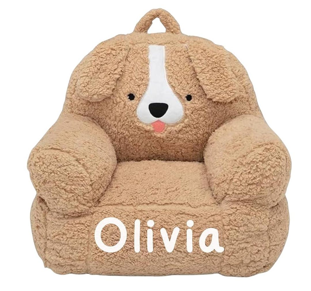 Personalized Kids Dog Chair With Custom Name – Adorable Plush Chair for ...