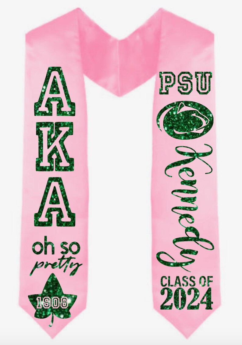 Custom Pink and Green AKA Graduation Stole Oh so Pretty Grad Stole ...