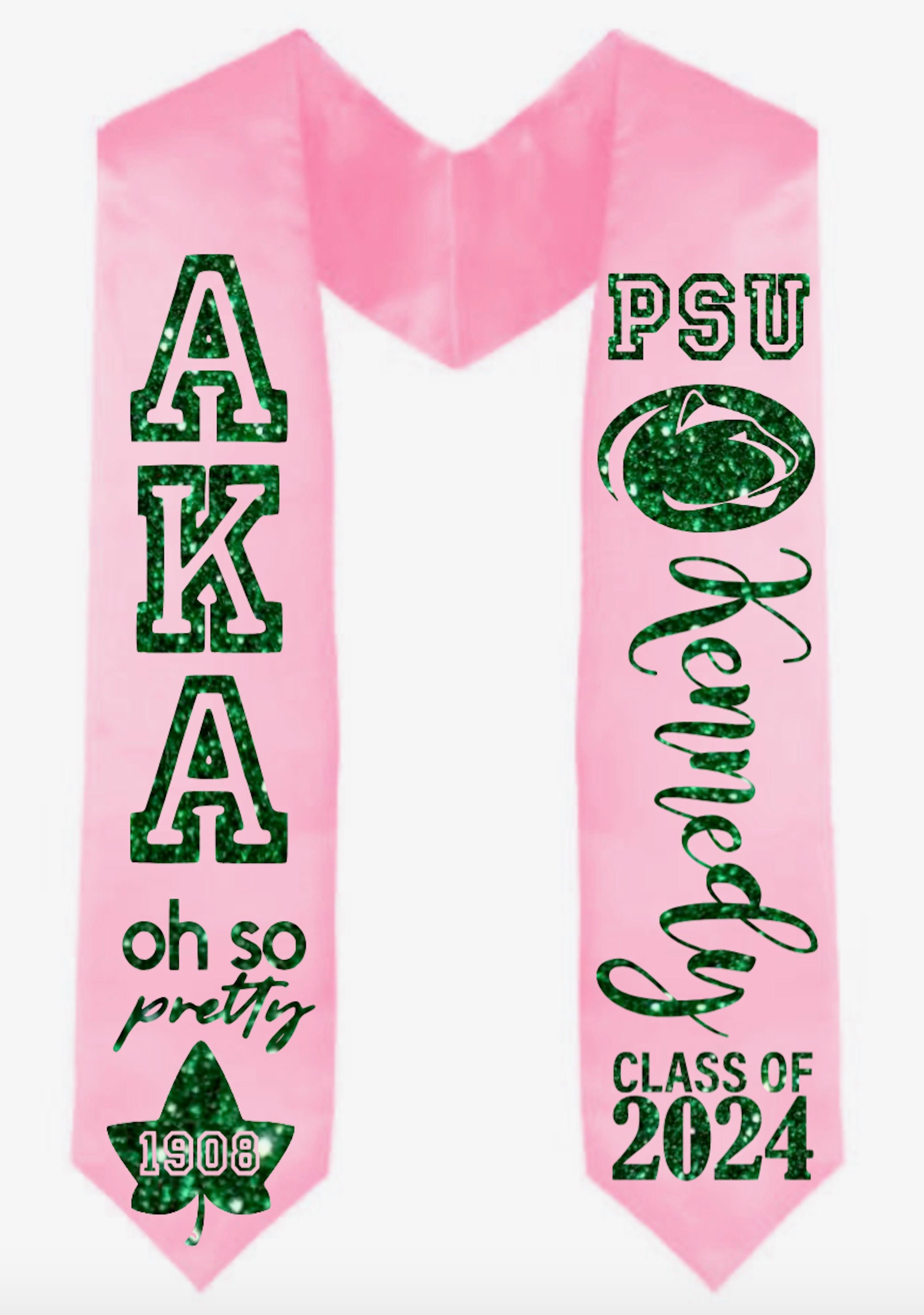 Custom Pink and Green AKA Graduation Stole- Oh so Pretty Grad Stole ...