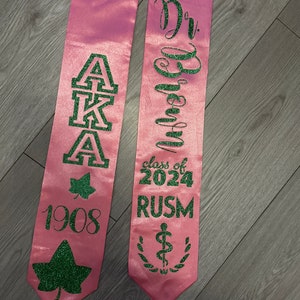 Custom Pink and Green AKA Graduation Stole- Oh so Pretty Grad Stole ...