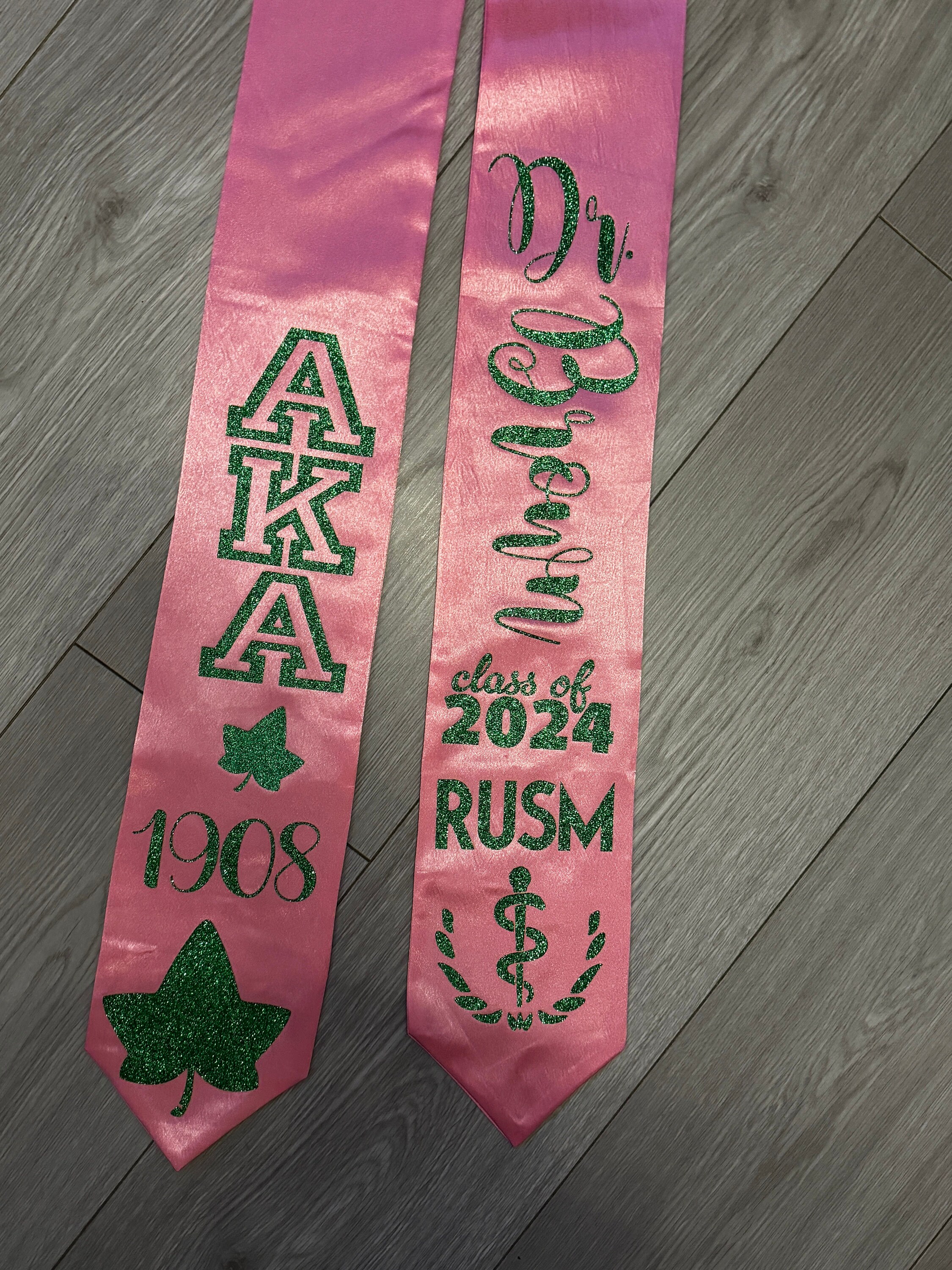 Custom Pink and Green AKA Graduation Stole- Oh so Pretty Grad Stole ...