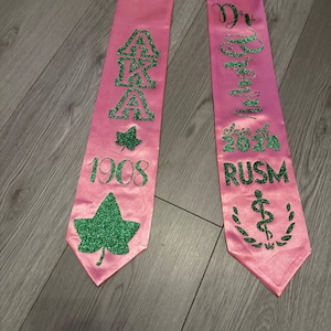 Custom Pink and Green AKA Graduation Stole- Oh so Pretty Grad Stole ...