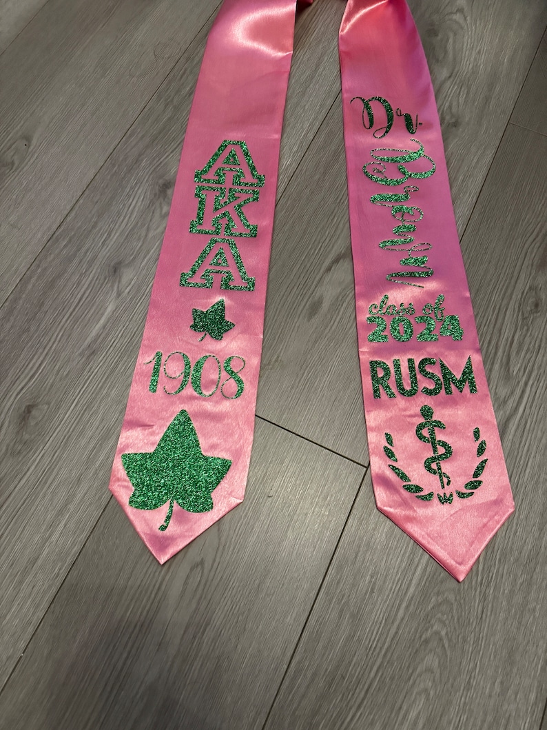 Custom Pink and Green AKA Graduation Stole- Oh so Pretty Grad Stole ...
