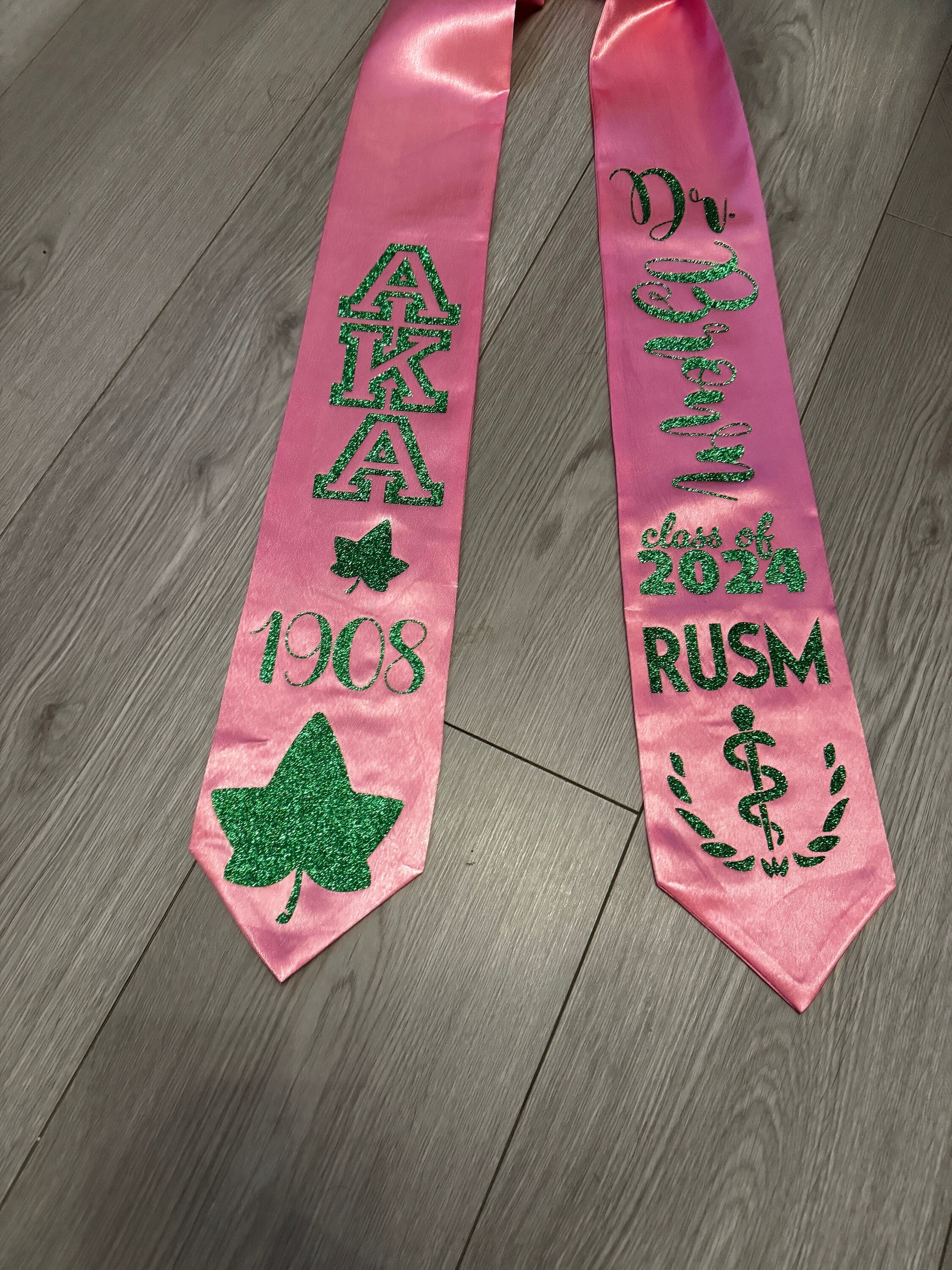 Custom Pink and Green AKA Graduation Stole- Oh so Pretty Grad Stole ...