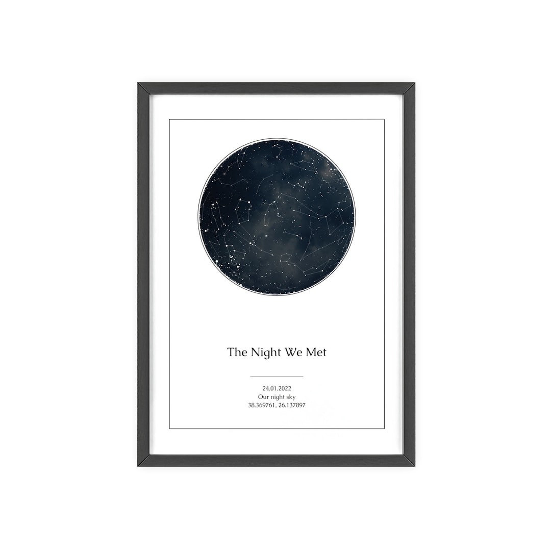 Star Map Posters With Wooden Frame - Etsy